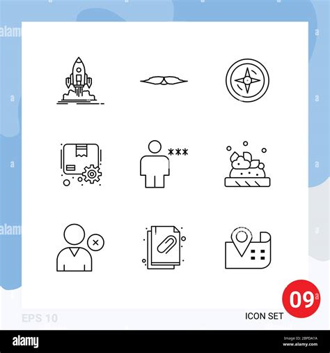 Set Of 9 Vector Outlines On Grid For Avatar Parcel Male Package Location Editable Vector