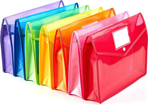 7 Pack A4 Plastic Wallet Folder Envelopes With Closure And Label Pocket 2 8