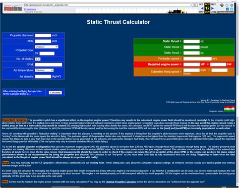 Static Thrust Calculator