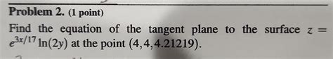Solved Problem Point Find The Equation Of The Tangent Chegg