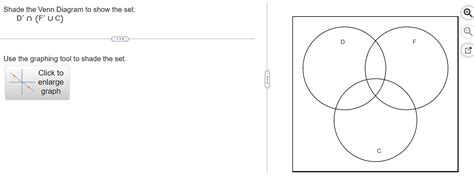 Solved Shade The Venn Diagram To Show The Set D′∩f′∪c Use