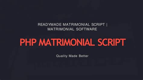 Ppt Php Matrimonial Script Matrimonial Scripts Powerpoint Presentation Id8952876