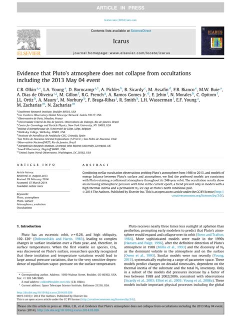 Pdf Evidence That Plutos Atmosphere Does Not Collapse From