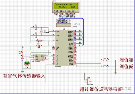 基于51单片机有害气体浓度检测超限报警proteus仿真 危险气体报警器仿真图 csdn博客