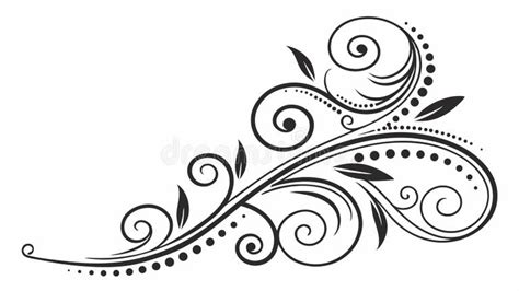 Floral Scroll Design With Flowers And Dot Accents Vector Design Generative Ai Stock Vector