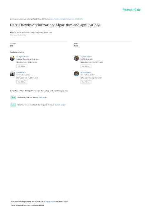 Pdf Harris Hawks Optimization Algorithm And Applications