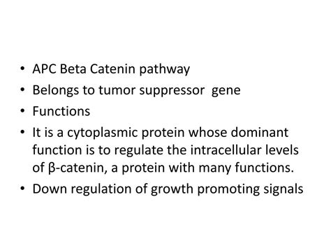 Ppt Apc Beta Catenin Pathway Belongs To Tumor Suppressor Gene Functions Powerpoint