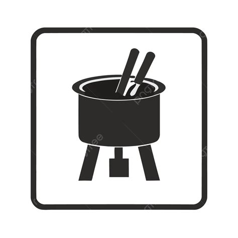 수프 냄비 기호 벡터 로고 아이콘 Irfana 흰색 배경에 있는 단순한 검은색 퐁듀 아이콘 그림자 없음 작은 프레임 중앙 Png 일러스트 및 벡터 에 대한 무료