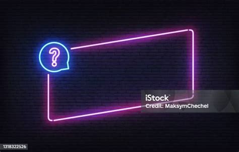 네온 퀴즈 프레임 템플릿 보라색 경사 라이트 배너 디자인 템플릿 벡터 빛나는 사각형 간판 형광색의에 대한 스톡 벡터 아트 및