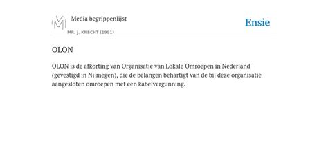Olon De Betekenis Volgens Media Begrippenlijst