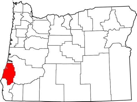 Image Map Of Oregon Highlighting Coos County