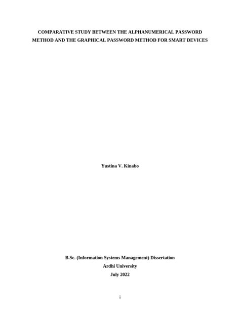 Comparative Study Between The Alphanumerical Password Method And The Graphical Password Method