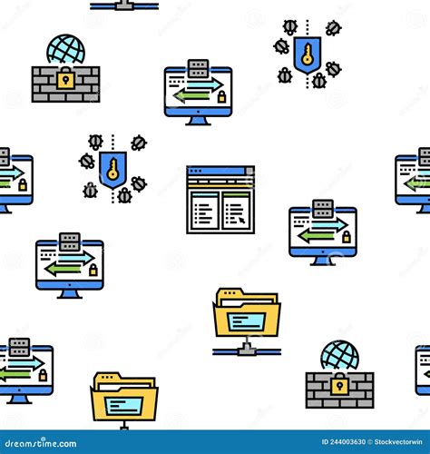 Ssh Sftp File Transfer Protocol Icons Set Vector Stock Vector Illustration Of Icons