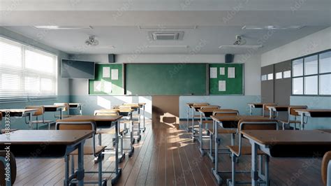 Korea Empty Classroom Rendered Image Stock Illustration Adobe Stock