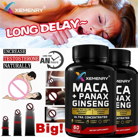 Maca Root Capsules 10000mg Korean Ginseng 1400mg Black Red