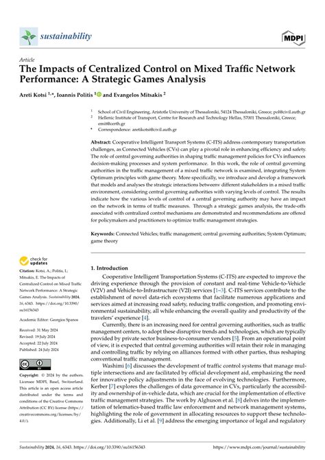 Pdf The Impacts Of Centralized Control On Mixed Traffic Network