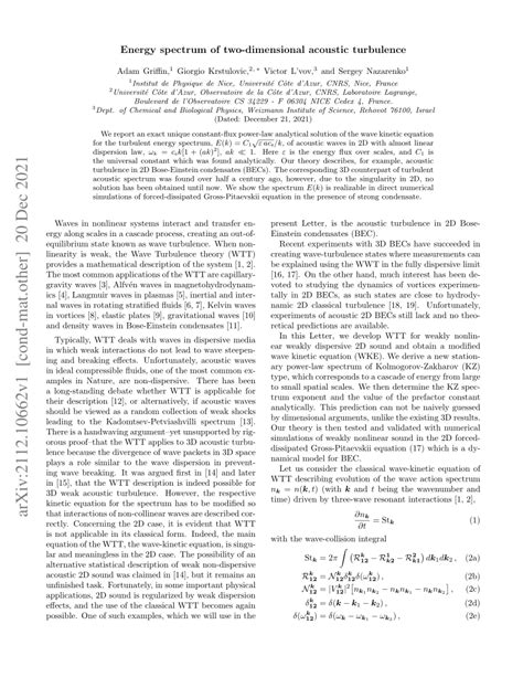 Pdf Energy Spectrum Of Two Dimensional Acoustic Turbulence