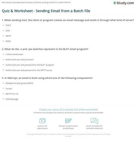 Quiz And Worksheet Sending Email From A Batch File