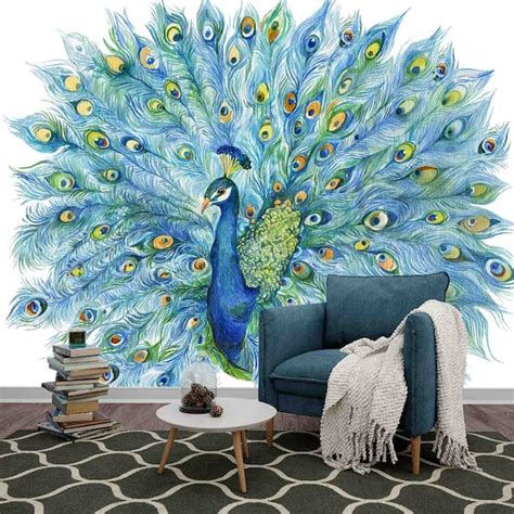 Peacock Wall Decal Etsy