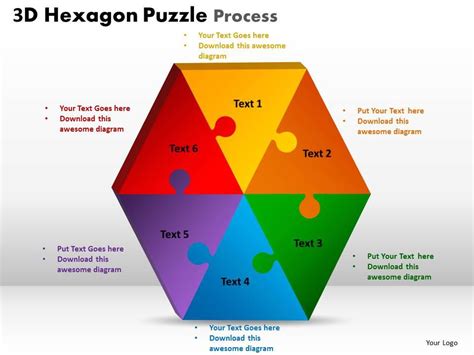 D Hexagon Puzzle Process PowerPoint Templates Designs PPT Slide Examples Presentation