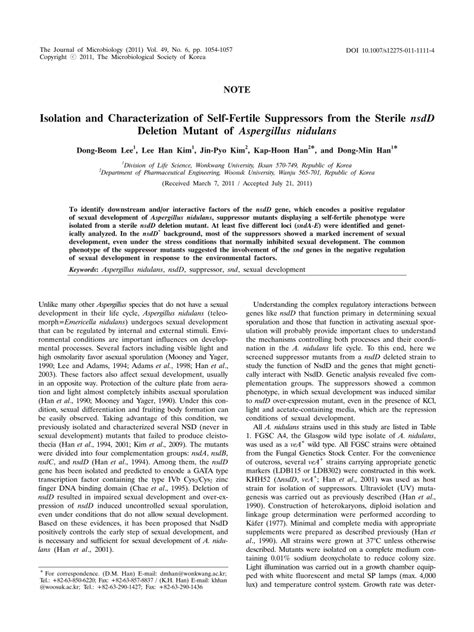 Pdf Isolation And Characterization Of Self Fertile Suppressors From
