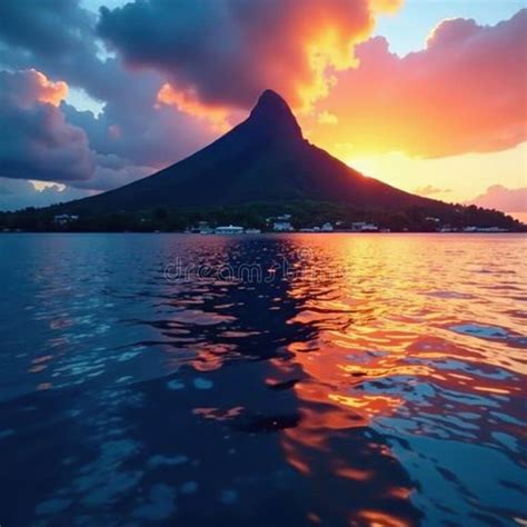 Bora Bora S Majestic Silhouette At Sunset Ocean Hues Deepen Into