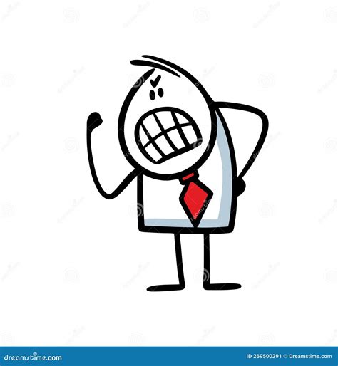 Evil Stickman Peeks Out From Behind The Corner Of Wall And Frowns