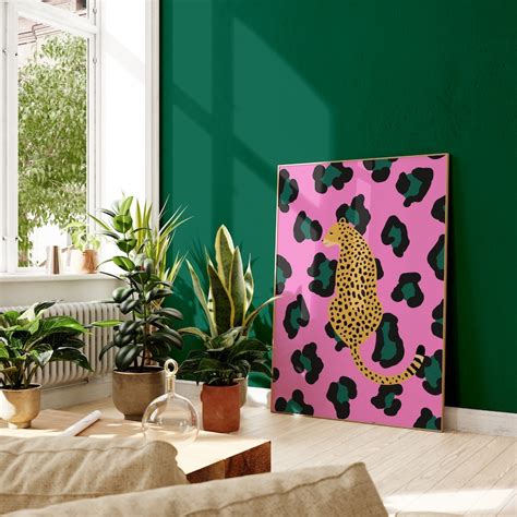 Hot Pink Cheetah Preppy Printable Wall Art Preppy Room Decor Etsy