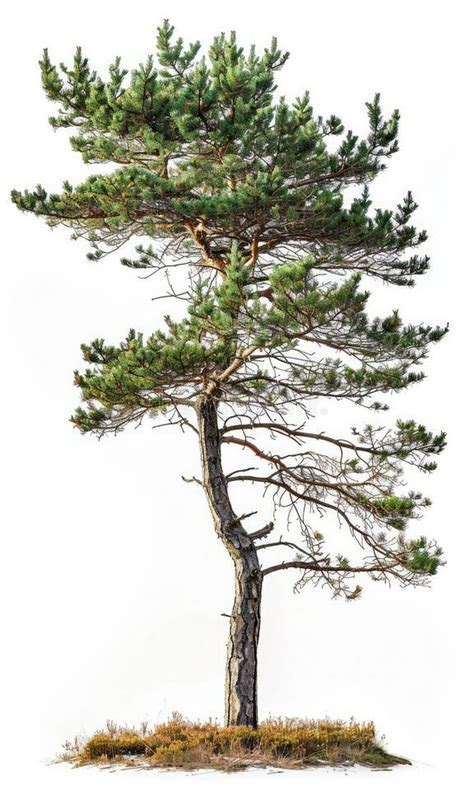 Tree Isolated On White Background Single Conifer Tree Isolated On