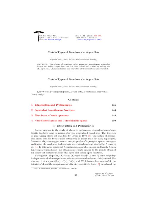 pdf certain types of functions via open sets