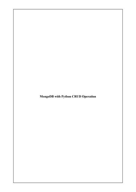 Mongo Db With Python Crud Operation Pdf
