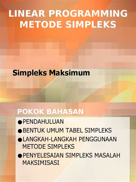 Linear Programming Metode Simpleks Pdf