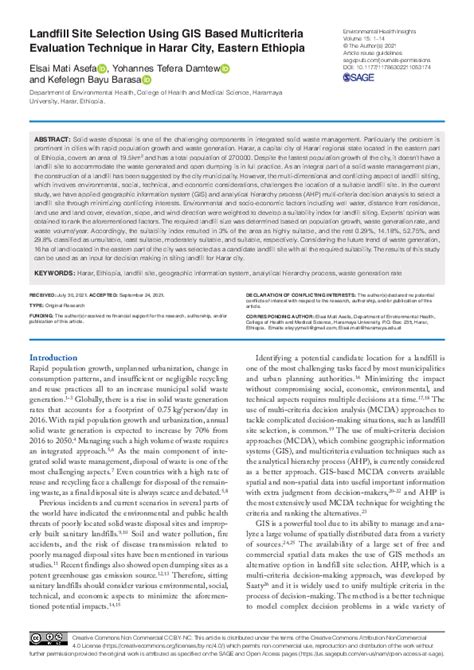 Pdf Landfill Site Selection Using Gis Based Multicriteria Evaluation Technique In Harar City