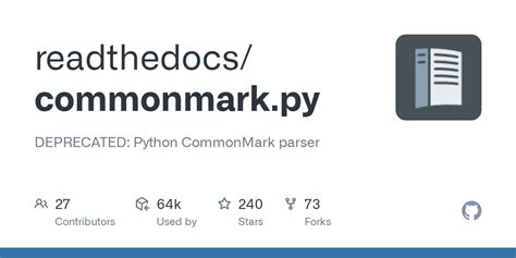 Github Readthedocscommonmarkpy Deprecated Python Commonmark Parser