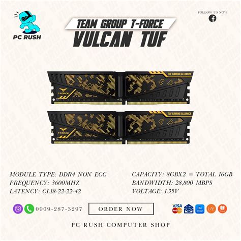 Tforce Vulcan Tuf Gaming Alliance 16gb 8gbx2 3600mhz Ddr4 Desktop Memory Computers And Tech