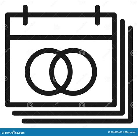 Wedding Date Line Icon Calendar With Two Rings Stock Vector