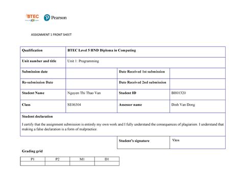 asm1 programming jhdsiajweirwhr assignment 1 front sheet