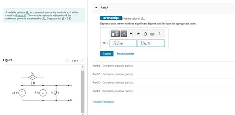 Solved A Variable Resistor Ro Is Connected Across The