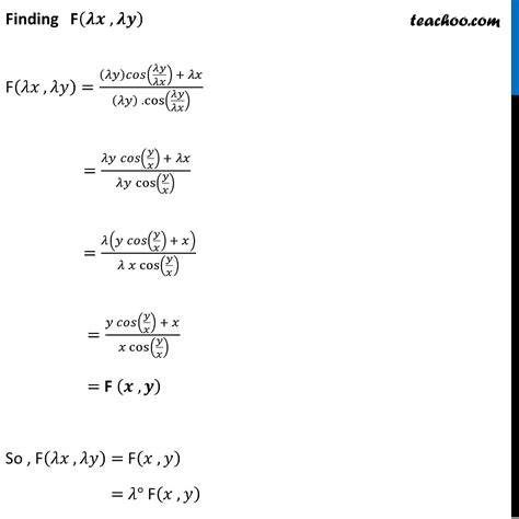 example 11 show x cos y x y cos y x x is homogeneous