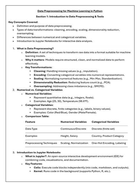 Data Preprocessing For Machine Learning In Python Pdf Principal Component Analysis