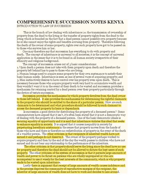 Comprehensive Guide Kenyan Succession Law Pdf Will And Testament Concurrent Estate