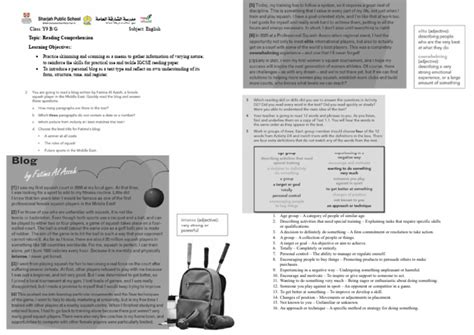 Year 9 Esl Blog Reading Comprehension Igcse Pdf
