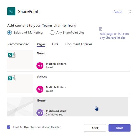 how to add a page designed using shortpoint to microsoft teams