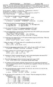 Chm Final Fall CHM Final Exam Form Code A December Instructions This Exam