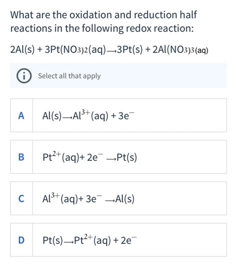Solved What Are The Oxidation And Reduction Half Reactions