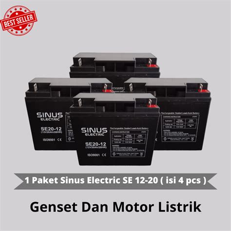 Jual Paket Aki Kering Genset Motor Listrik V Ah Vrla Baterai Sinus Shopee Indonesia