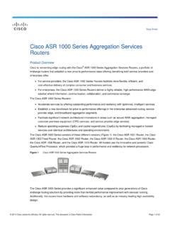 Cisco ASR Series Aggregation Services Routers Data Sheet Cisco Asr Series