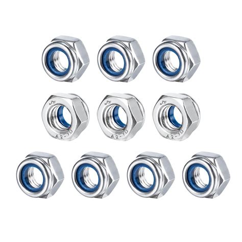 M3 Nylon Insert Lock Nut 50 Pieces Stainless Steel Hex Nylon Anti