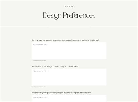 Sunday Onboarding Questionnaire For Graphic Designers Honeybook Template