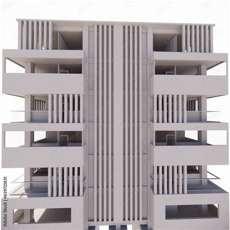 3d model of high rise building apartment hotel resulting from rendering